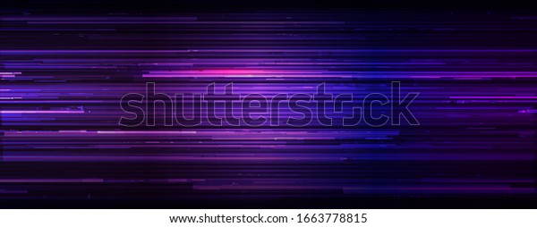 Wide Glitch Banner Background Purple Lines Stock Vector (Royalty Free ...
