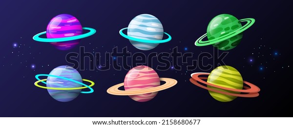 Wide Range Space Planet Designs Producing Stock Vector (Royalty Free ...