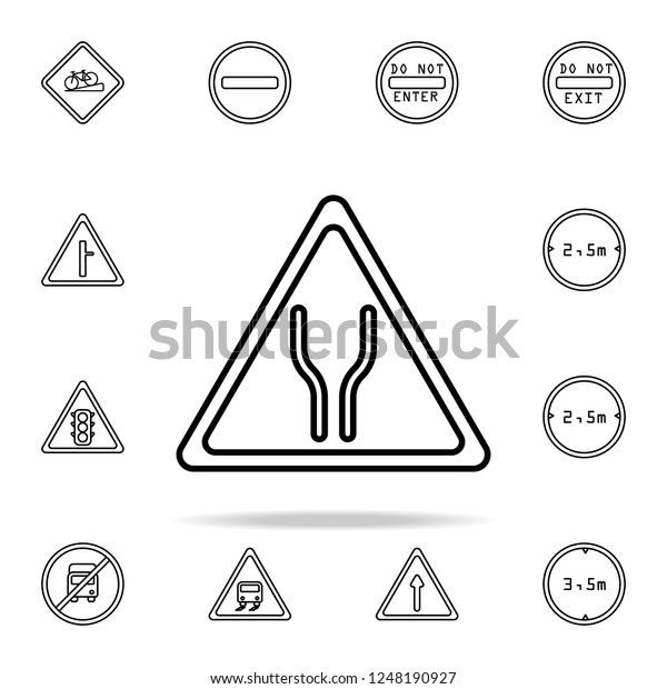 Widens Ahead Icon Road Sign Icons Stock Vector (Royalty Free ... Widens Ahead Icon Road Sign Icons Stock Vector (Royalty Free ...