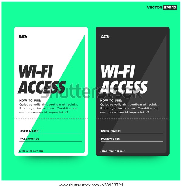 Wifi Access Card Design User Name Stock Vector (Royalty Free) 638933791 ...