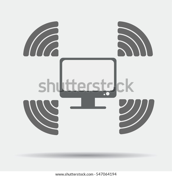 Wifi Icon Around Computer Icon Illustration Stock Vector (Royalty Free ...