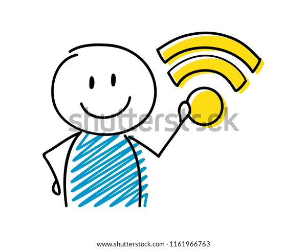 Wifi Internet Icon Smiley Stickman Vector Stock Vector (Royalty Free ...
