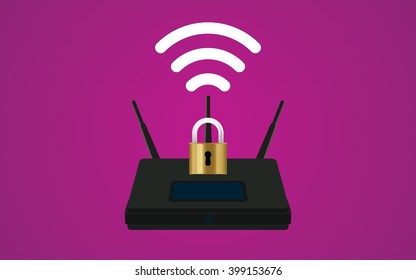 Wifi Router Security Illustration Padlock Signal Stock Vector (Royalty ...