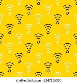 Wifi Sign Seamless Pattern Yellow Background Stock Vector (Royalty Free ...