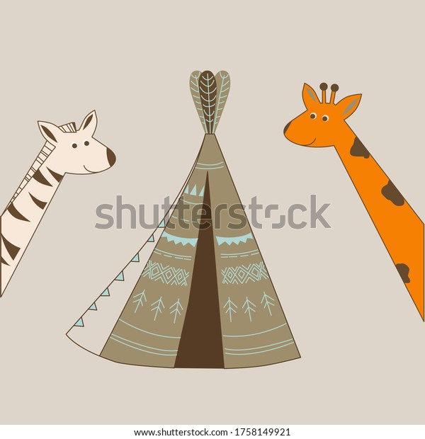 Wigwam Hand Drawing Cute Hand Drawn Stock Vector (Royalty Free ...
