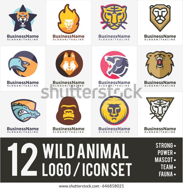 Wild Animal Logo Icon Bundle Stock Vector (Royalty Free) 646858021