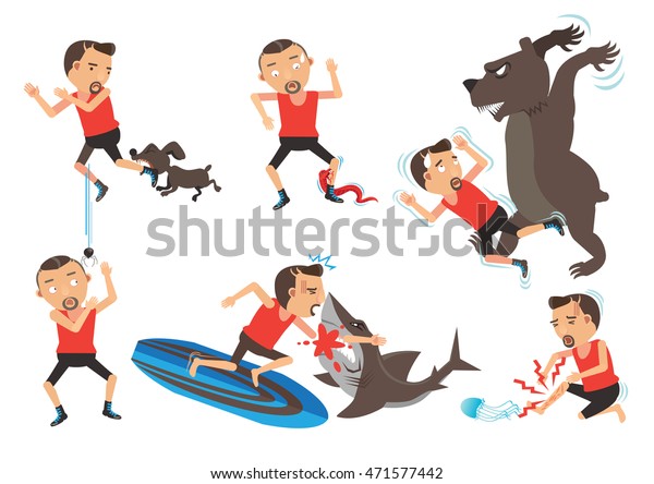 Wild Animal Pets Attacking Hurting Humancartoon Stock Vector (Royalty ...