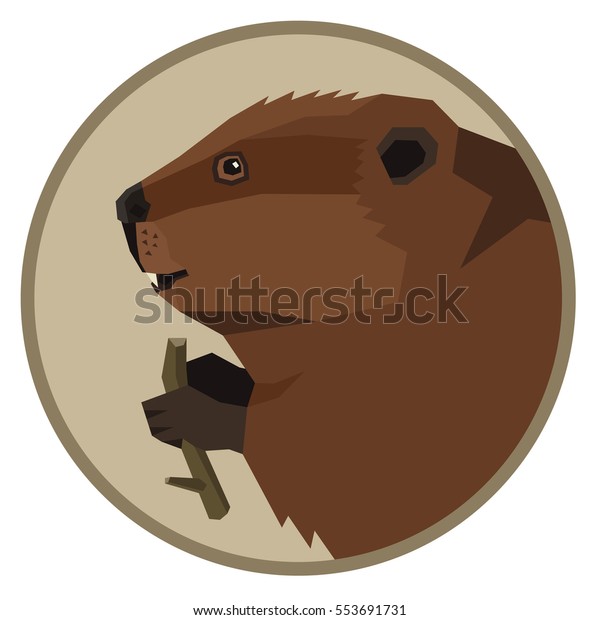 Wild Animals Collection Beaver Geometric Style Stock Vector (Royalty ...
