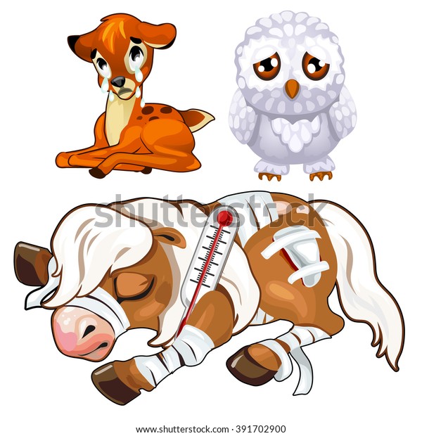 Wild Animals Sad Feeling Bad Vector Stock Vector (Royalty Free ...