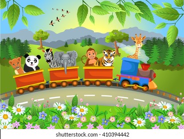 Wild Animals Train Stock Vector (Royalty Free) 410394442 | Shutterstock