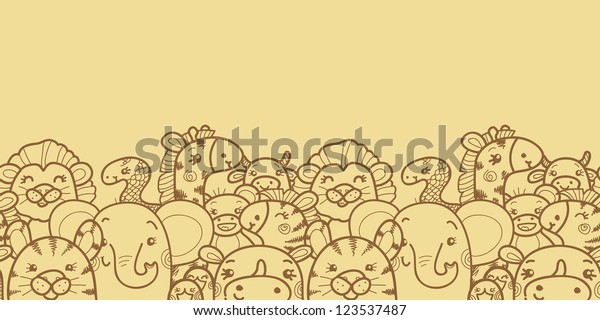Wild Animals Vector Horizontal Seamless Pattern Stock Vector (Royalty ...