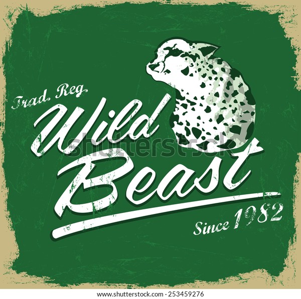 Wild Beast Vector Lettering Vintage T Stock Vector (Royalty Free ...