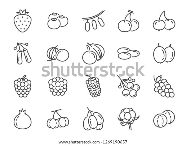 Wild Berry Line Icon Set Included Stock Vector (Royalty Free ...
