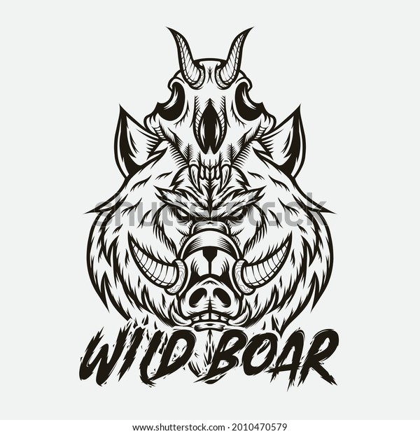 Wild Boar Line Art Isolated Vector Stock Vector (Royalty Free ...