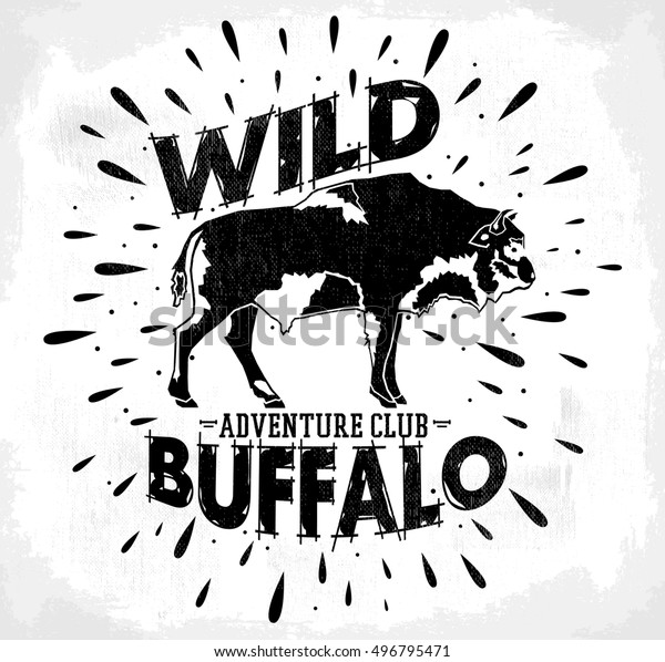 Wild Buffalo Vector Vintage Emblem Design Stock Vector (Royalty Free ...
