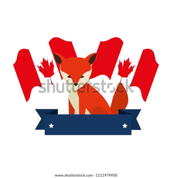 Wild Canadian Fox Flags Stock Vector (Royalty Free) 1111974950 ...