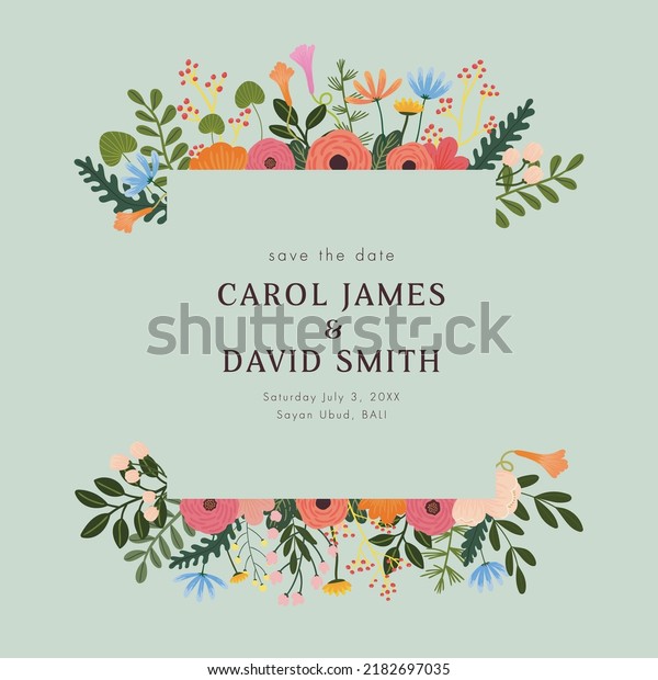 Wild Flower Square Invitation Card Stock Vector (Royalty Free ...