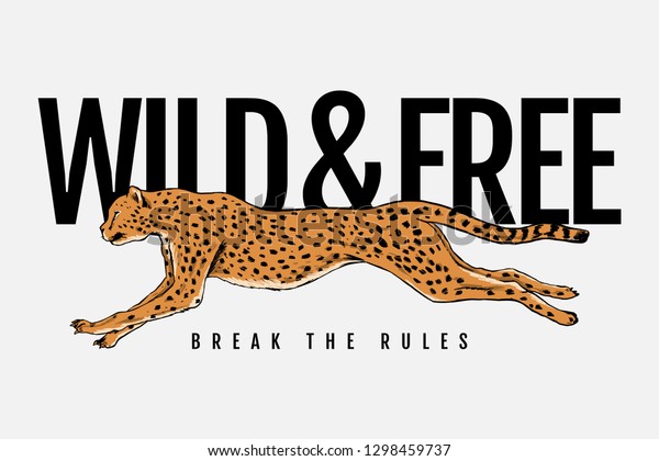 Wild Free Text Cheetah Running Vector Stock Vector (Royalty Free ...