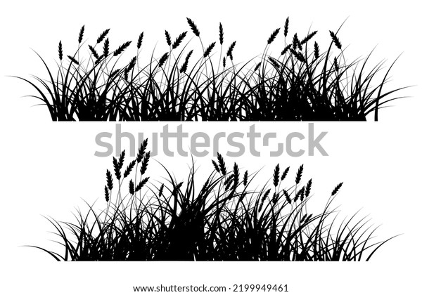 Wild Grass Silhouette Grassland Silhouette Stock Vector (Royalty Free ...