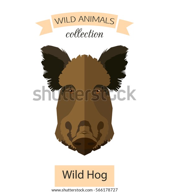 Wild Hog Head Flat Icon Vector Stock Vector (Royalty Free) 566178727 ...