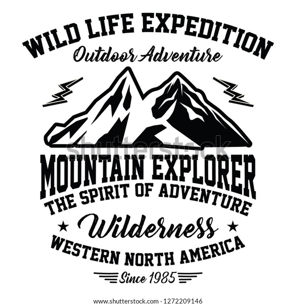 Wild Life Expedition Mountain Explorer Typography Stock Vector (Royalty ...