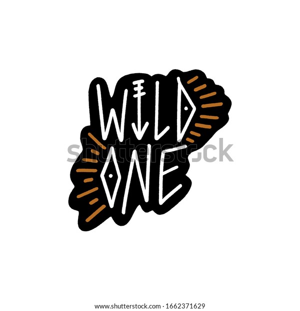 Wild One Lettering Cute Hand Drawn Stock Vector (Royalty Free ...