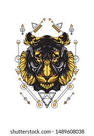Wild Tiger Head Sacred Geometry Stock Vector (Royalty Free) 1489608038 ...