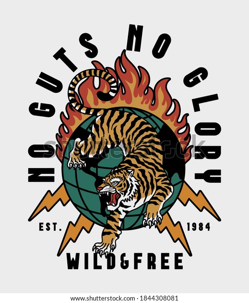 Wild Tiger On Globe Lightning Illustration Stock Vector (Royalty Free ...