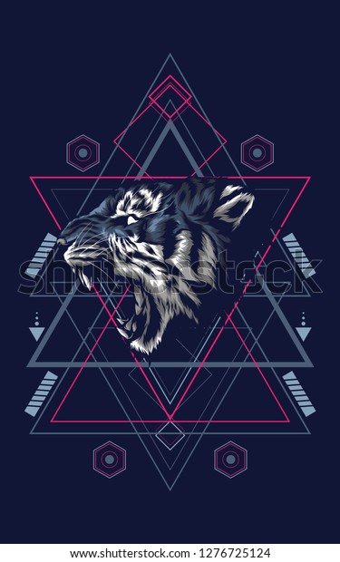 Wild Tiger Sacred Geometry Stok Vektör (Telifsiz) 1276725124 | Shutterstock