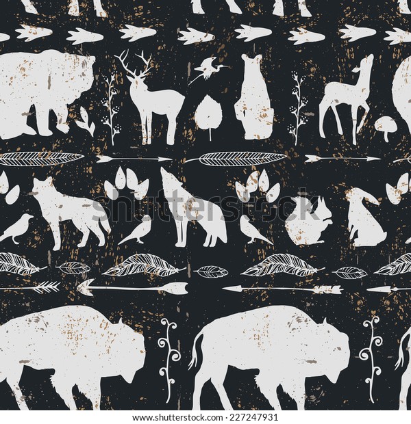 Wild West Animals Pattern Seamless Hand Stock Vector (Royalty Free ...