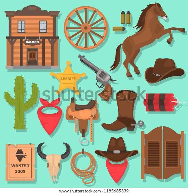 Wild West Color Vector Icons Set Stock Vector (Royalty Free) 1185685339 ...