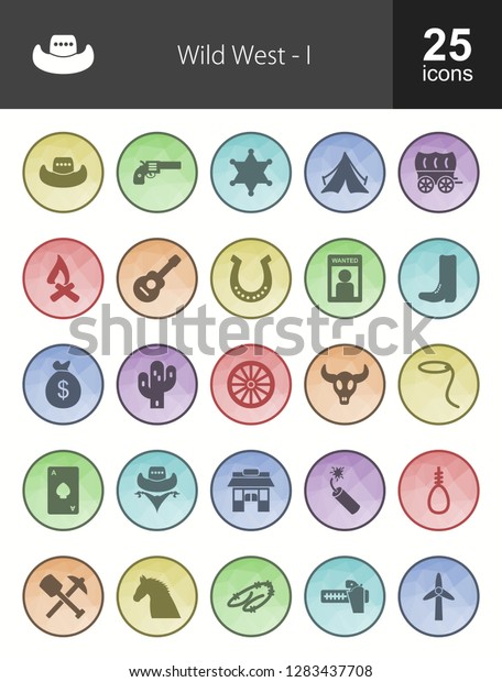 Wild West Filled Icons Stock Vector (Royalty Free) 1283437708 ...