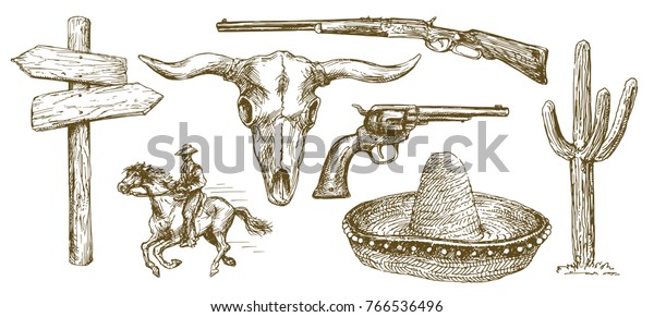 Wild West Icons Stock Vector (Royalty Free) 766536496 | Shutterstock
