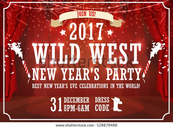 Wild West New Year Party Horizontal Stock Vector (Royalty Free ...