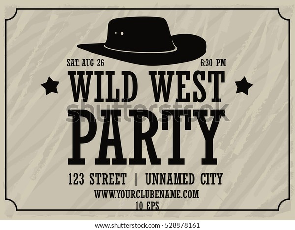 Wild West Party White Horizontal Poster Stock Vector (Royalty Free ...