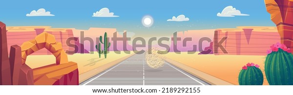 Wild West Texas Empty Road Mountains Stock Vector (Royalty Free ...