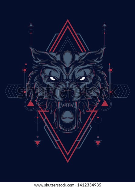 Wild Wold Head Sacred Geometry Pattern Stock Vector (Royalty Free ...