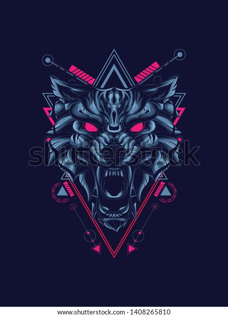 Wild Wolf Head Sacred Geometry Pattern Stock Vector (Royalty Free ...
