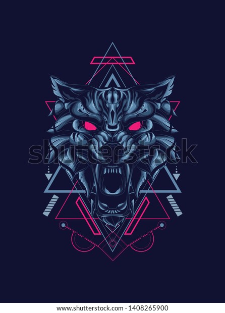 Wild Wolf Head Sacred Geometry Pattern Stock Vector (Royalty Free ...