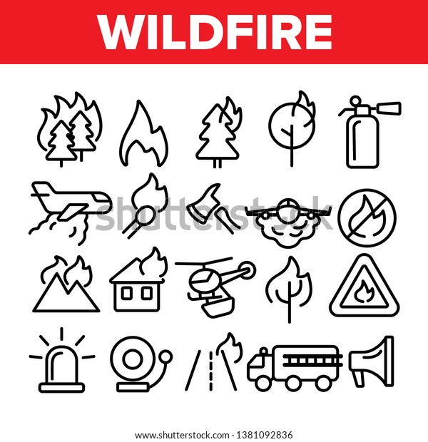 Wildfire Bushfire Vector Icons Set Wildfire Stock Vector (Royalty Free ...