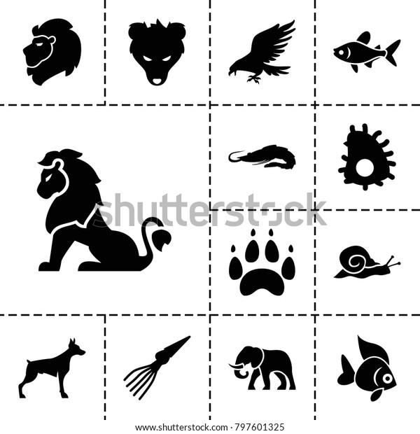 Wildlife Icons Set 13 Editable Filled Stock Vector (Royalty Free) 797601325