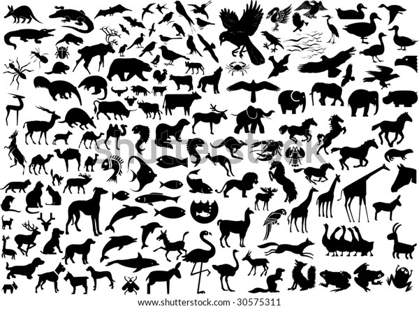 Wildlife Silhouettes Stock Vector (Royalty Free) 30575311