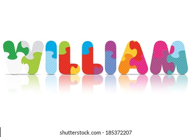 William Written Alphabet Puzzle Vector Illustration Stock Vector ...