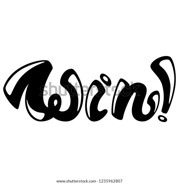 Vektor Stok Win Lettering Design Handwritten Typography Vector (Tanpa ...