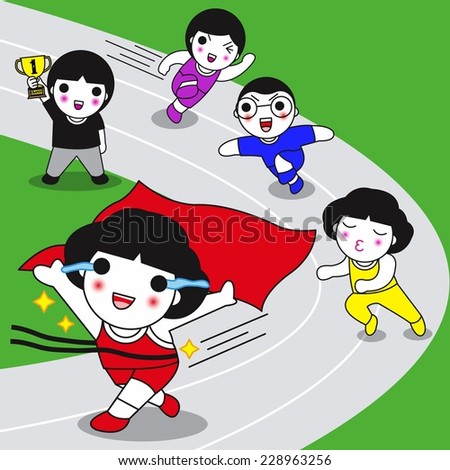 Win Running Race Characters Illustration Set Stock Vector (Royalty Free ...