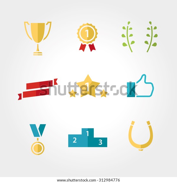Win Set Icon Award Prize Cup Stock Vector (Royalty Free) 312984776