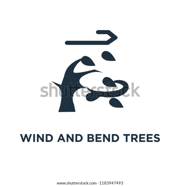 Wind Bend Trees Icon Black Filled Stock Vector (Royalty Free ...