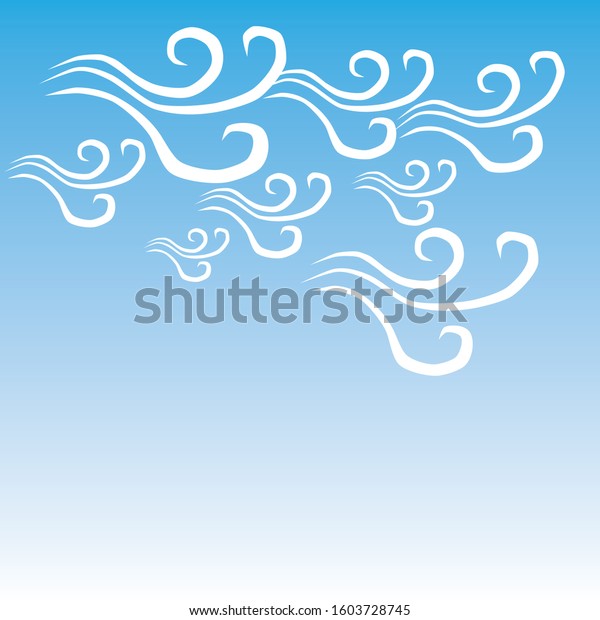 Vektor Stok Wind Cartoon Vector Illustration Blue Gradation (Tanpa ...