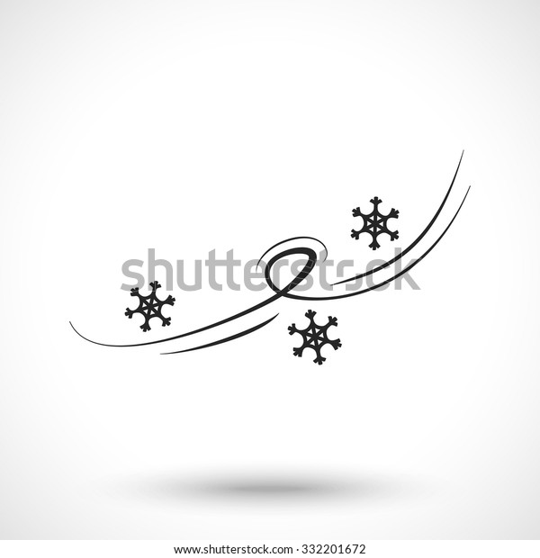 Wind icon with snowflakes isolated on white background. Wind, blizzard ...