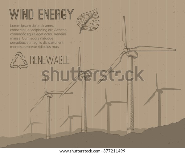 Wind Power Plant Hand Drawn Vector Stock Vector (Royalty Free ...